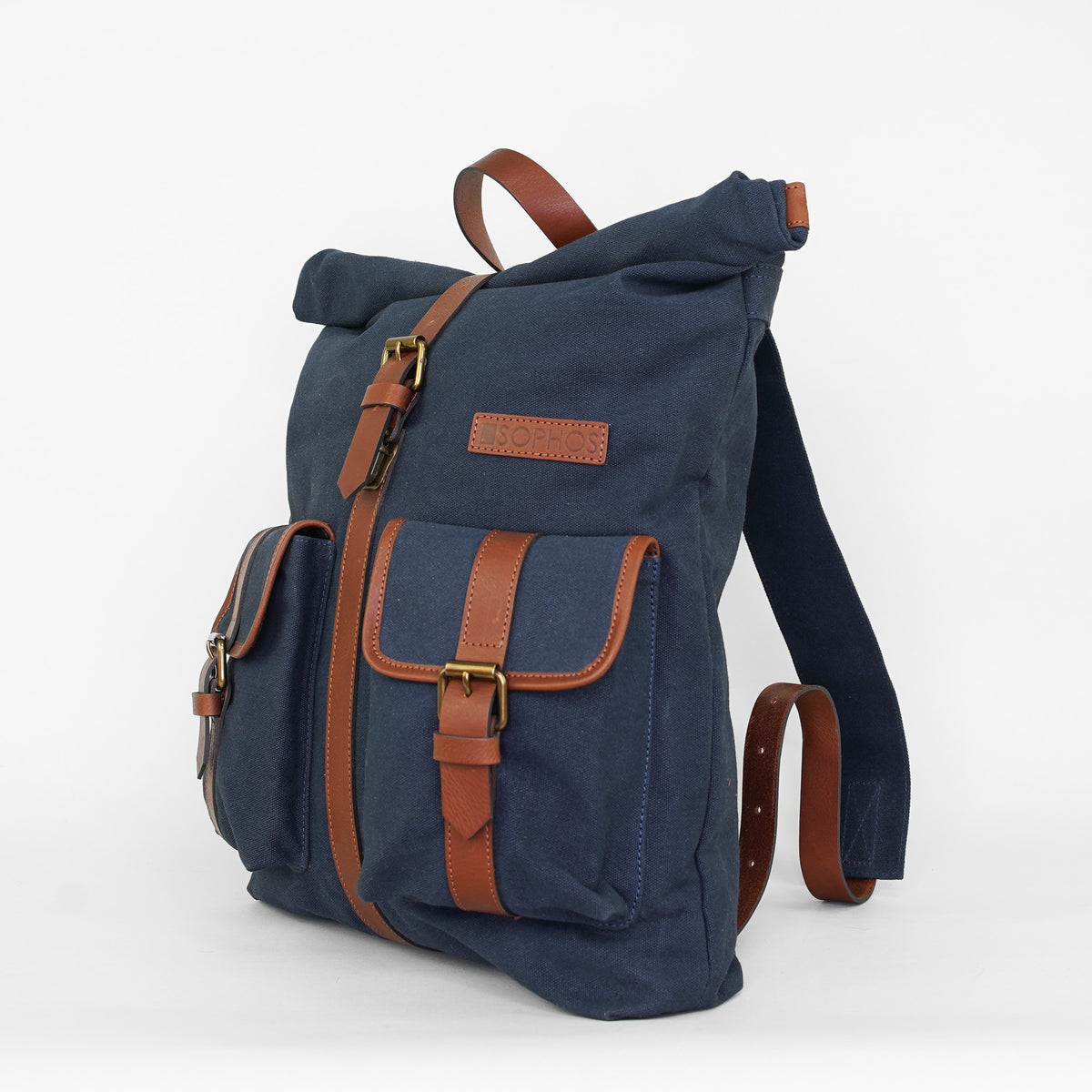 Navy Waxed Canvas Roll Top Rucksack Backpack - Stylish and Rugged ...