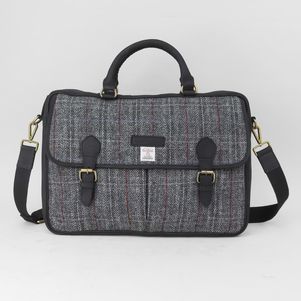 Grey Harris Tweed Briefcase - Gentleman's Laptop Bag – Sophos Lifestyle